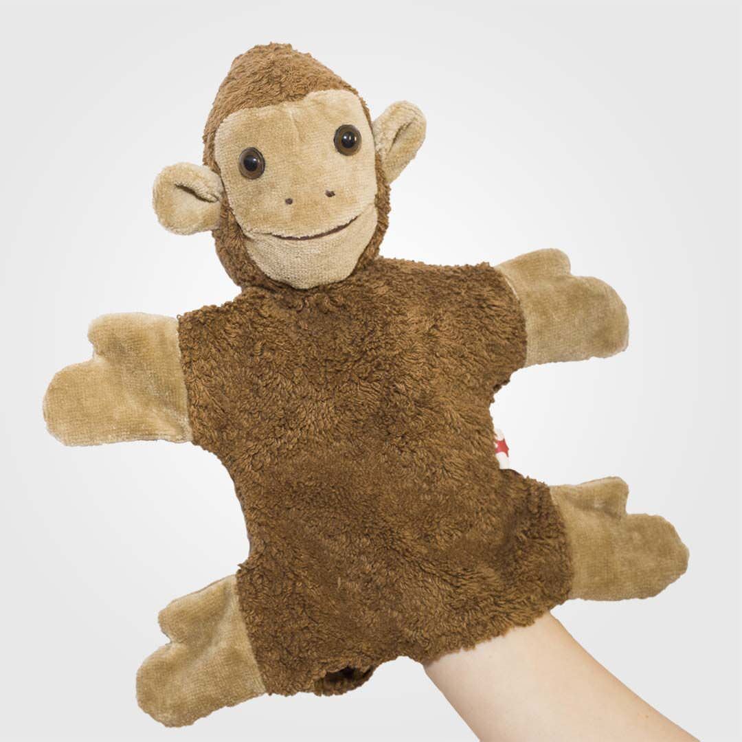 Handpuppe Affe aus Bio-Baumwolle von Kallisto (vegan) | Lila Lämmchen ...