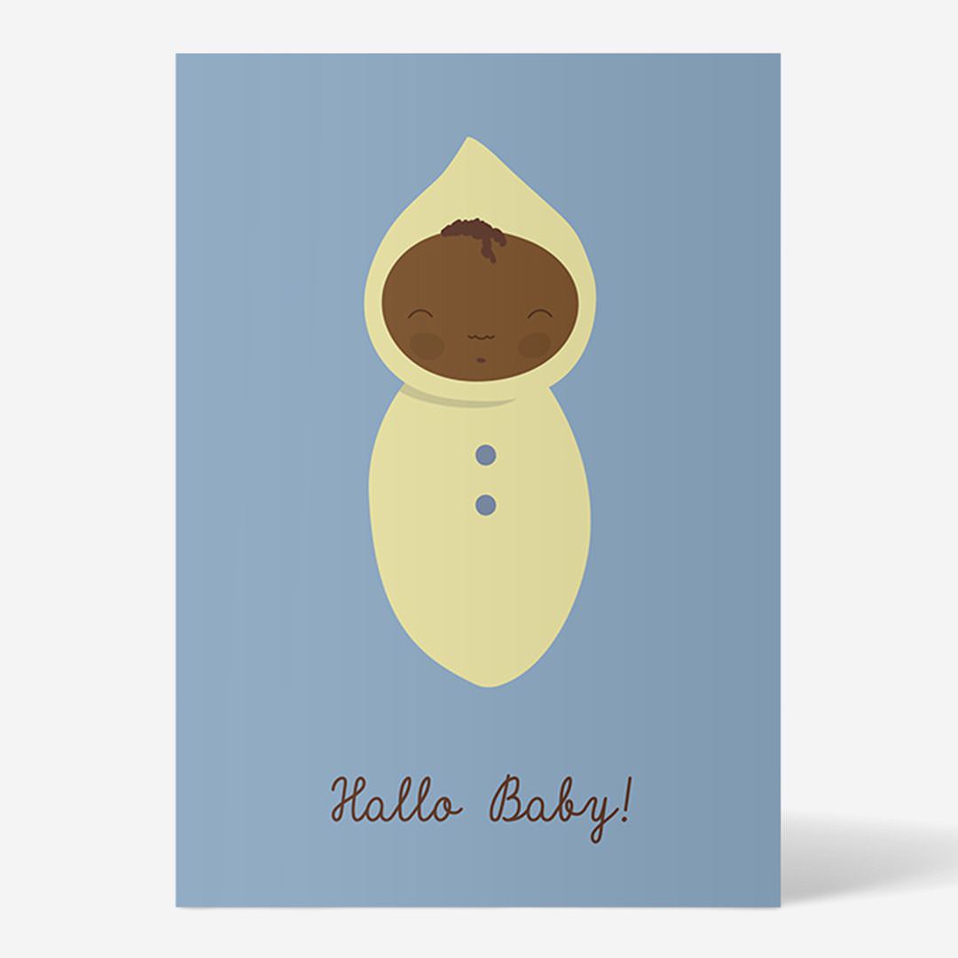 Postkarte „Hallo Baby“ in blau von Anica Korte | Lila Lämmchen Onlineshop
