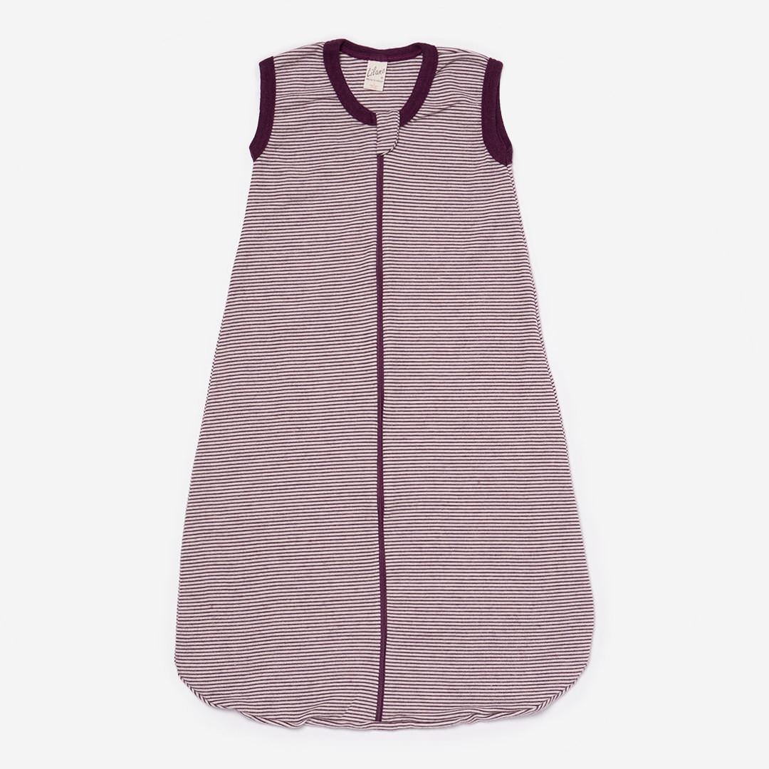 Ärmelfreier Baby Schlafsack von Lilano aus Wolle/Seide in Ringel beer | Lila Lämmchen Onlineshop