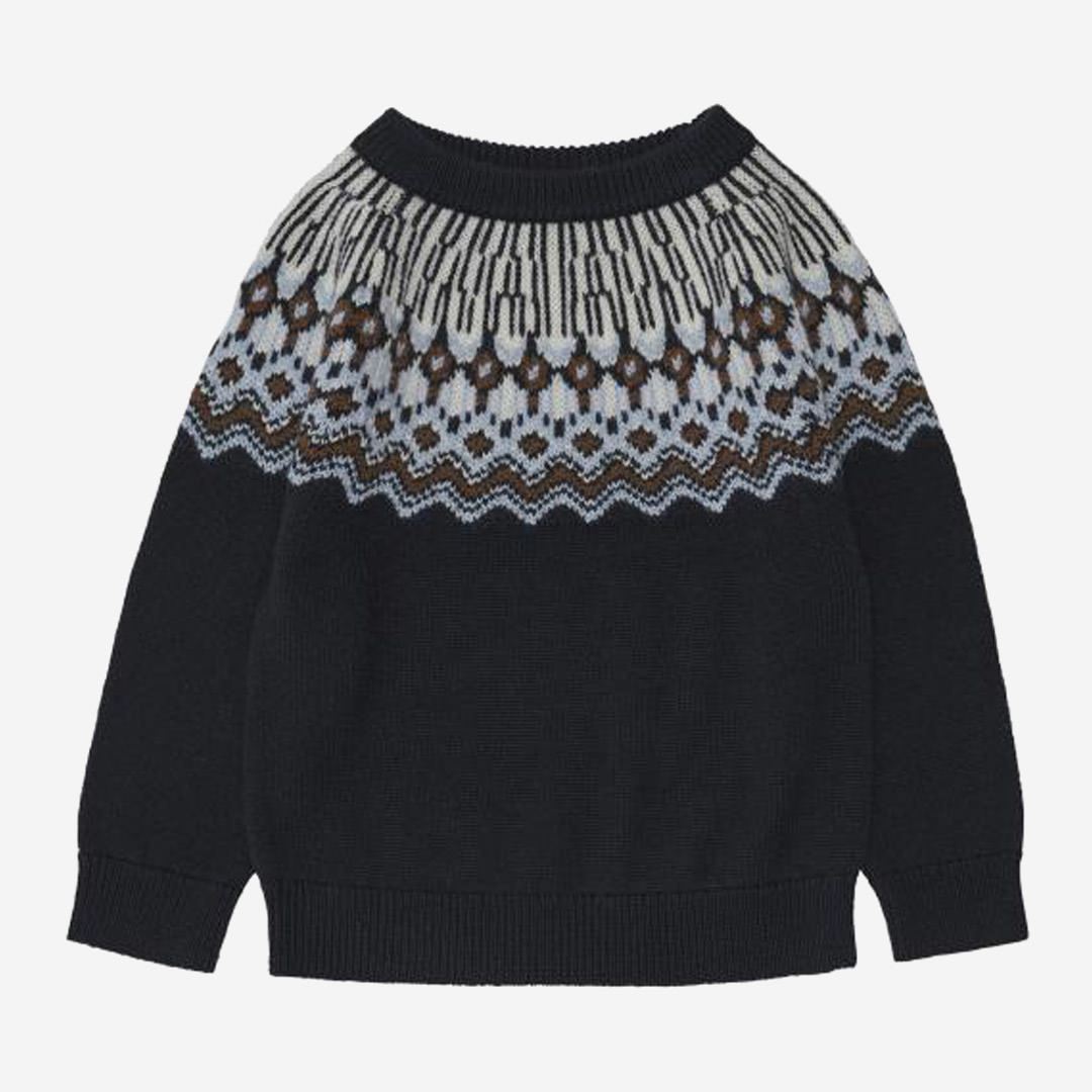 FUB Fair Isle Pullover Wolle dark navy | Lila Lämmchen Onlineshop
