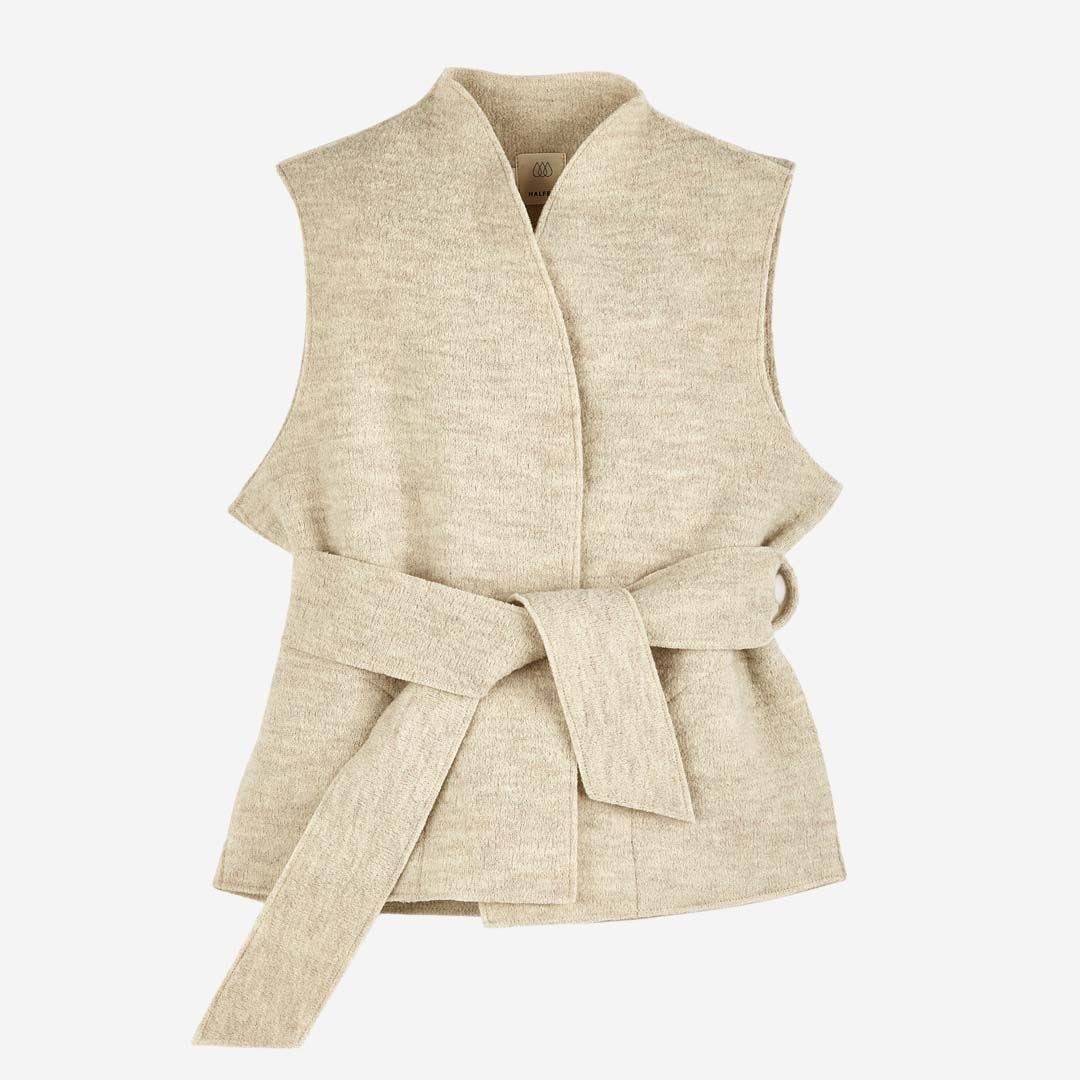 Damen Weste mit Gürtel aus Wollwalk von Halfen | Lila Lämmchen Onlineshop